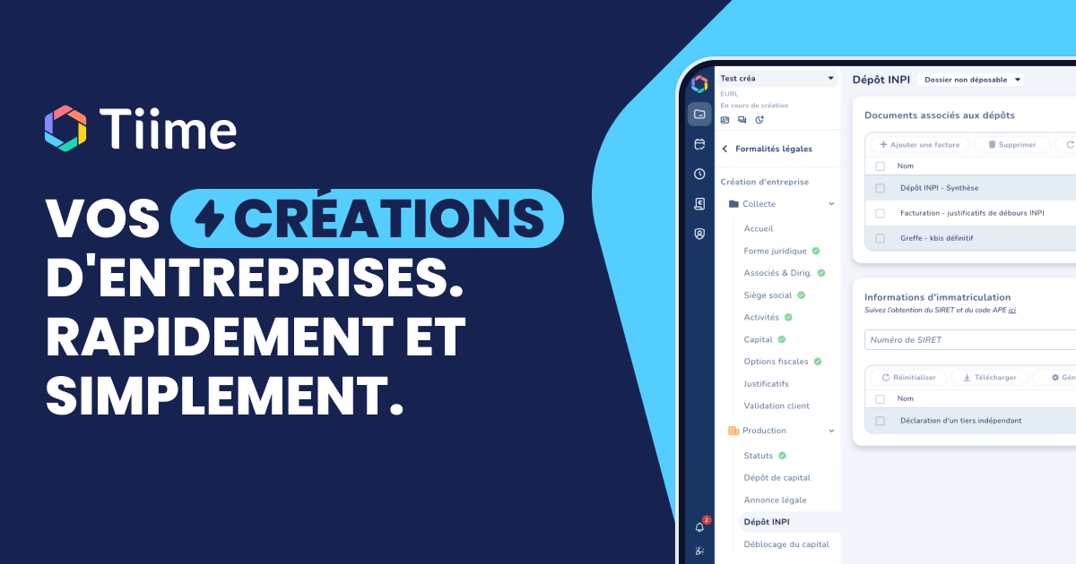 Tiime - Vos créations d'entreprises. Rapidement et simplement.